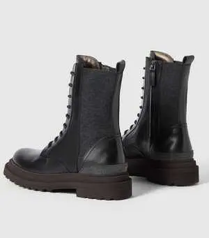 Brunello Cucinelli Leather Monili Ankle Boots