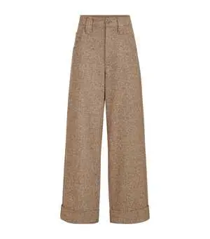 Brunello Cucinelli Virgin Wool-blend Monili Trousers - Green