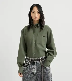Brunello Cucinelli Virgin Wool-blend Monili-tab Shirt