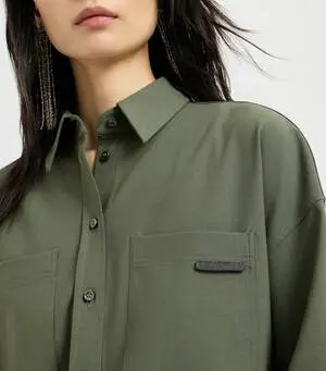 Brunello Cucinelli Virgin Wool-blend Monili-tab Shirt