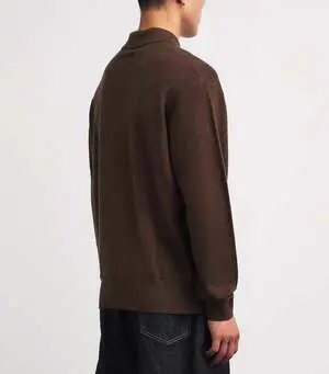 7 For All Mankind Wool-cashmere Long-sleeve Polo Shirt
