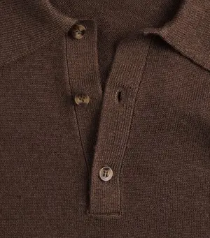 7 For All Mankind Wool-cashmere Long-sleeve Polo Shirt