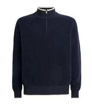 Herno Virgin Wool-blend Quarter-zip Sweater - Navy