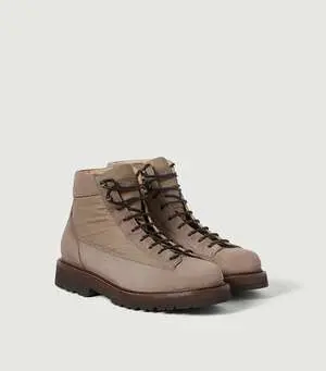Brunello Cucinelli Suede And Technical Fabric Lace-up Ankle Boots - Grey