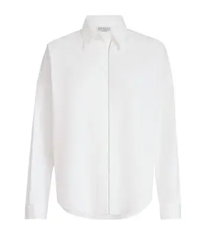 Brunello Cucinelli Stretch-cotton Poplin Monili Shirt - White