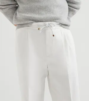 Brunello Cucinelli Cotton Gabardine Drawstring Trousers