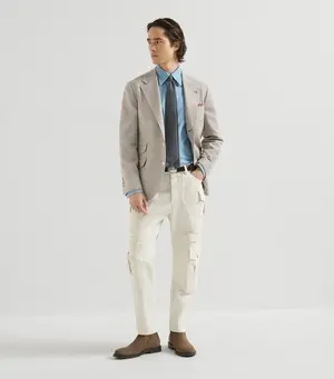 Brunello Cucinelli Wool-silk Houndstooth Deconstructed Cavallo Blazer