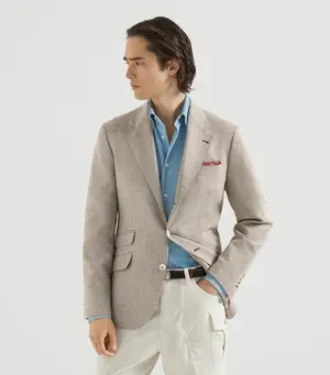 Brunello Cucinelli Wool-silk Houndstooth Deconstructed Cavallo Blazer