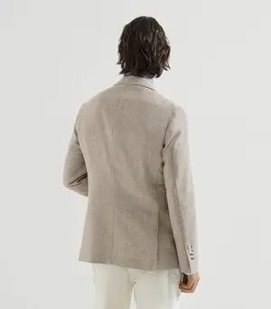 Brunello Cucinelli Wool-silk Houndstooth Deconstructed Cavallo Blazer