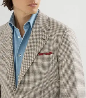 Brunello Cucinelli Wool-silk Houndstooth Deconstructed Cavallo Blazer