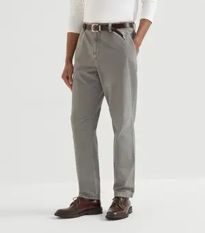 Brunello Cucinelli Peached Cotton Gabardine Trousers