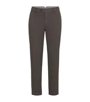 Brunello Cucinelli Stretch-cotton Gabardine Trousers - Brown
