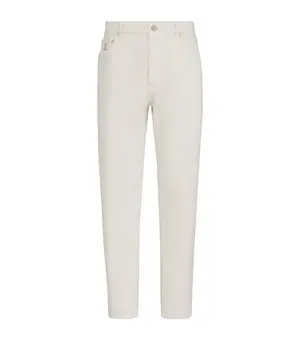 Brunello Cucinelli Cotton Denim Five-pocket Trousers - White