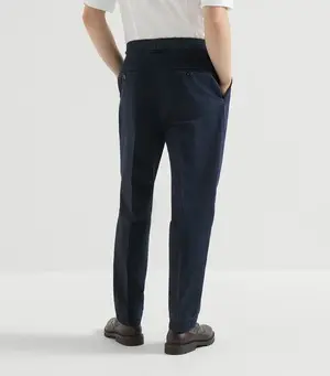 Brunello Cucinelli Cotton Chevron Double-pleated Trousers
