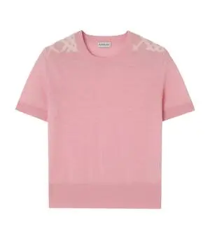 Burberry Wool-silk Check Panel T-shirt - Pink