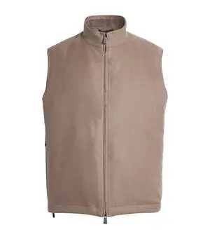 Colombo Cashmere Leather Trim Gilet - Brown