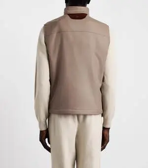 Colombo Cashmere Leather Trim Gilet