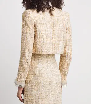 Safiyaa Tweed Embellished Soraya Cropped Jacket