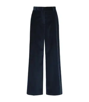 Max Mara Corduroy Wide-leg Trousers - Navy