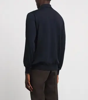 LARDINI Wool-silk-cashmere Quarter-zip Polo Sweater