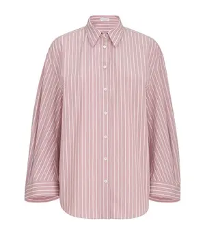 Brunello Cucinelli Cotton Poplin Stripe Shirt - Red