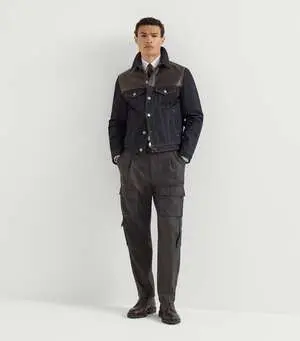 Brunello Cucinelli Leather-trim Denim Jacket