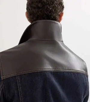 Brunello Cucinelli Leather-trim Denim Jacket