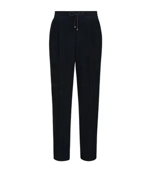 Brunello Cucinelli Cotton Drawstring Trousers - Blue