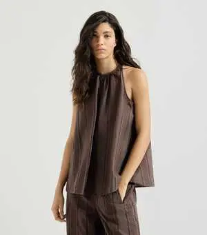 Brunello Cucinelli Techno-cotton Poplin Sleeveless Top