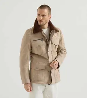 Brunello Cucinelli Waxed Shearling Safari Jacket