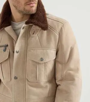 Brunello Cucinelli Waxed Shearling Safari Jacket