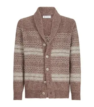 Brunello Cucinelli Jacquard Shawl-collar Cardigan - Black