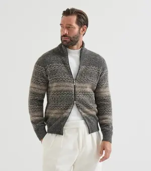 Brunello Cucinelli Jacquard High-neck Zip Cardigan