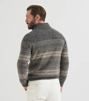 Brunello Cucinelli Jacquard High-neck Zip Cardigan