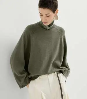 Brunello Cucinelli Cashmere Silk Organza Collar Rollneck Sweater