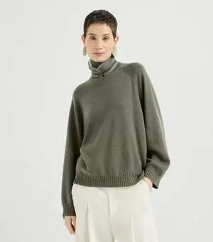 Brunello Cucinelli Cashmere Silk Organza Collar Rollneck Sweater