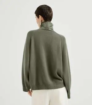 Brunello Cucinelli Cashmere Silk Organza Collar Rollneck Sweater