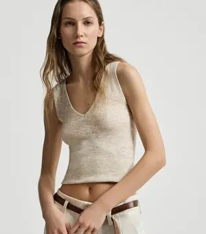 Brunello Cucinelli Silk-alpaca-wool Lace-detail Top