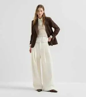 Brunello Cucinelli Silk-alpaca-wool Lace-detail Top