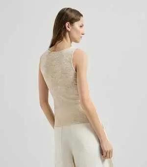 Brunello Cucinelli Silk-alpaca-wool Lace-detail Top