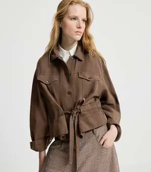 Brunello Cucinelli Cotton-linen Waist-tie Jacket