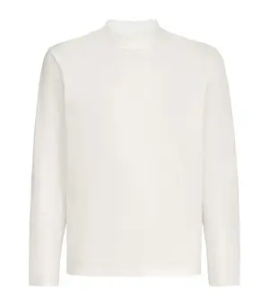 Brunello Cucinelli Cotton High-neck Long-sleeve T-shirt - White
