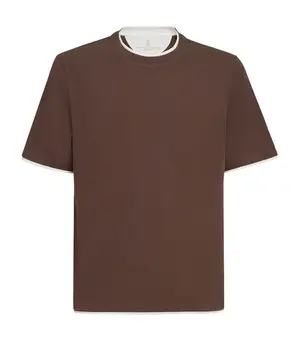 Brunello Cucinelli Cotton Faux-layered T-shirt - Brown