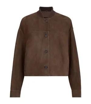 Brunello Cucinelli Suede Monili Bomber Jacket - Brown