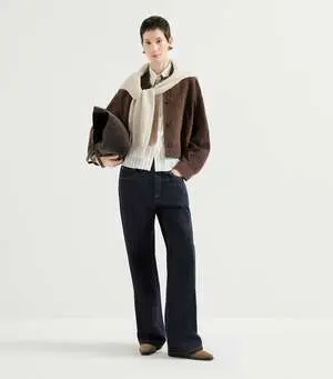 Brunello Cucinelli Suede Monili Bomber Jacket