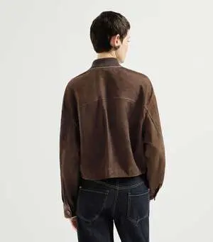 Brunello Cucinelli Suede Monili Bomber Jacket