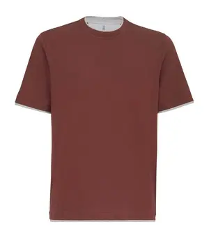Brunello Cucinelli Cotton Faux-layered T-shirt - Red