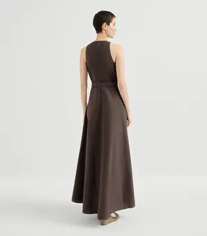 Brunello Cucinelli Techno-cotton Poplin Belted Maxi Dress