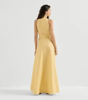 Brunello Cucinelli Techno-cotton Poplin Belted Maxi Dress