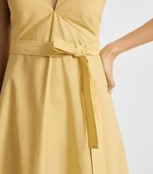Brunello Cucinelli Techno-cotton Poplin Belted Maxi Dress